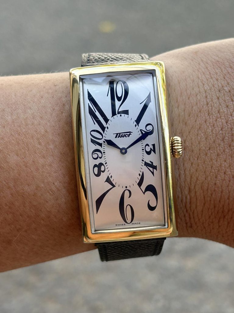 TISSOT Z181 Banana Rectangular Quartz Watch Black Gold , Swiss made ...