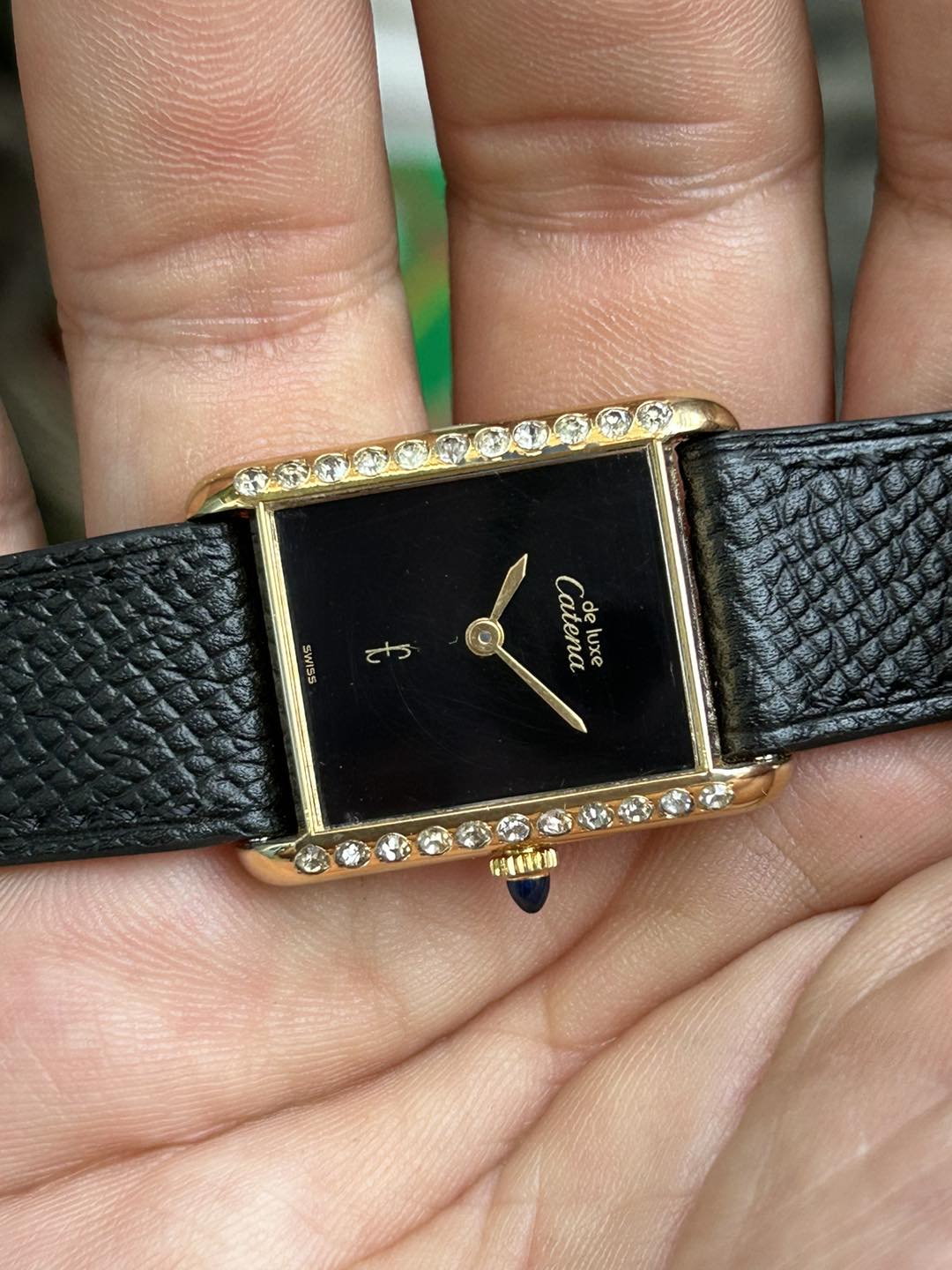 Catena de luxe tank manual winding Watch 18k gold plated 432, Swiss ...