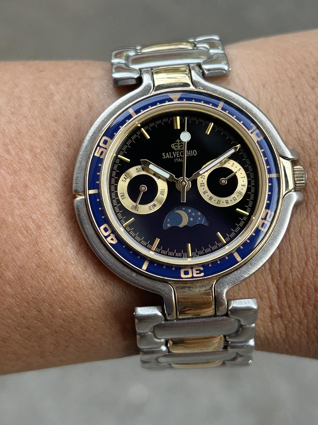 SALVECCHIO ITALY Moon phase Quartz Vintage watch , made in Japan ...