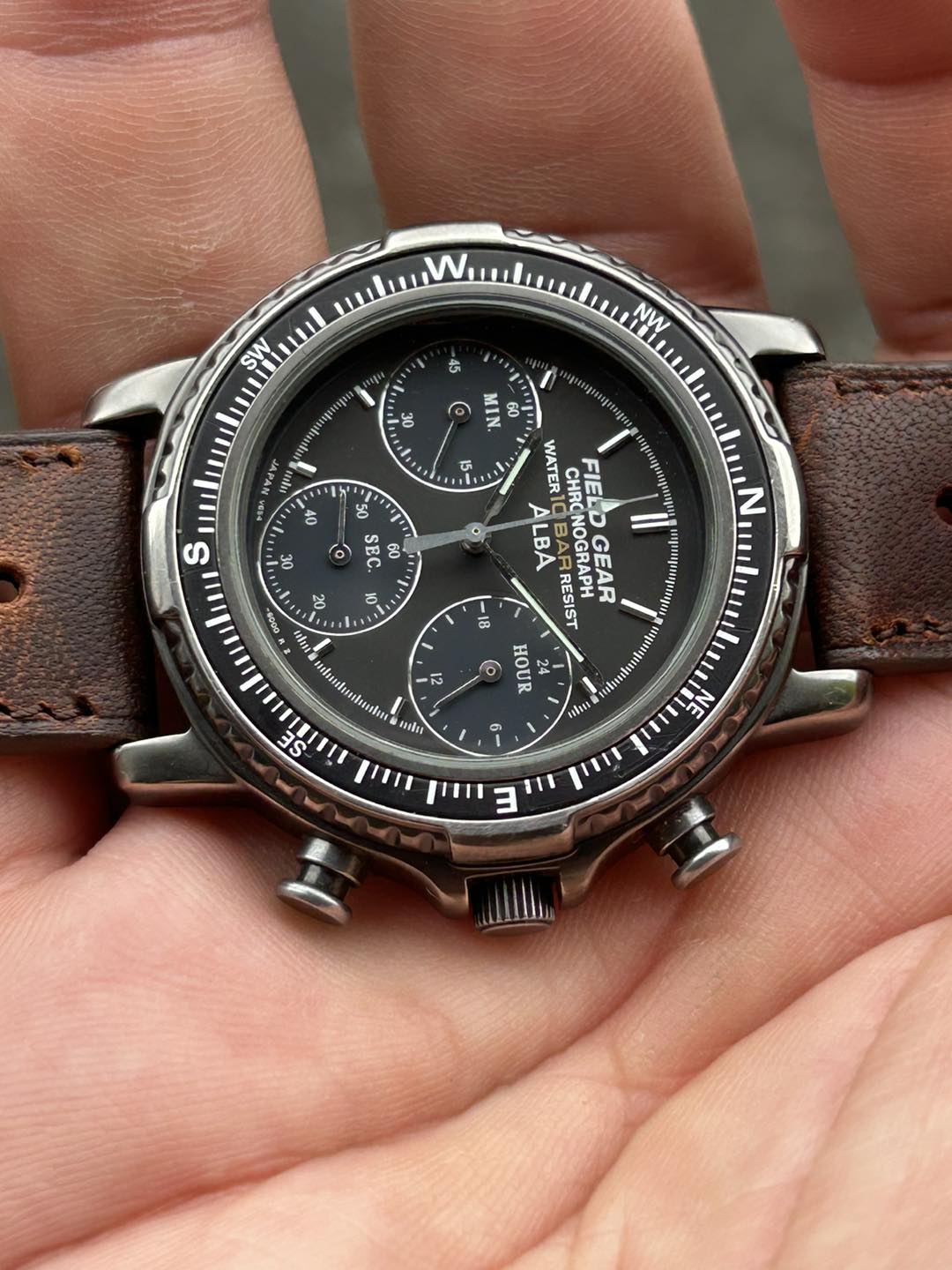 Vintage Alba Field Gear Chronograph watch V654-6000/ case no.281812 ...