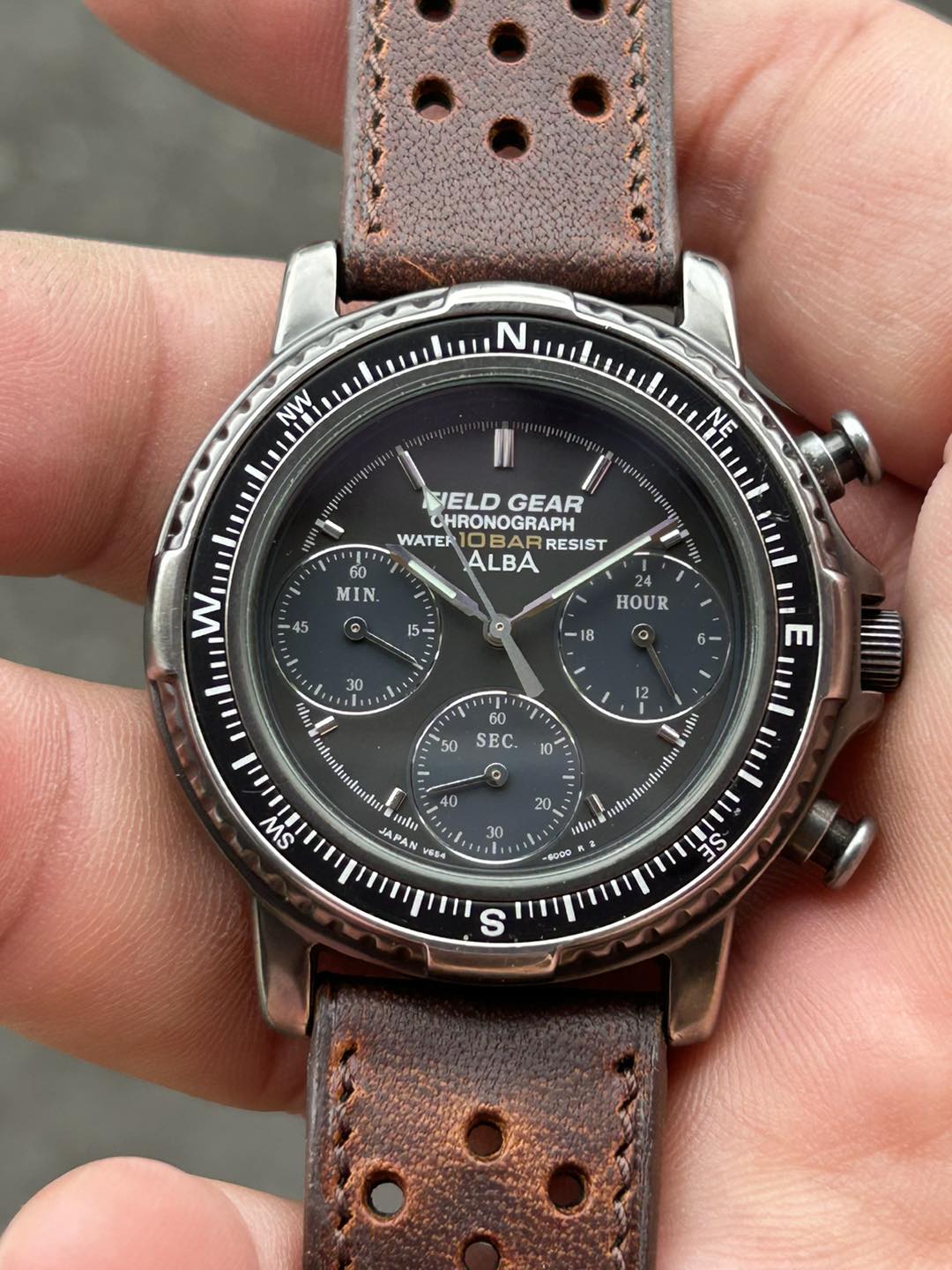 Vintage Alba Field Gear Chronograph watch V654-6000/ case no.281812 ...