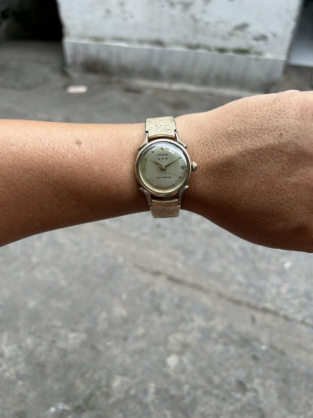 1950s 10k Gold Filled Benrus Three Star Dial automatic watch, Swiss ...