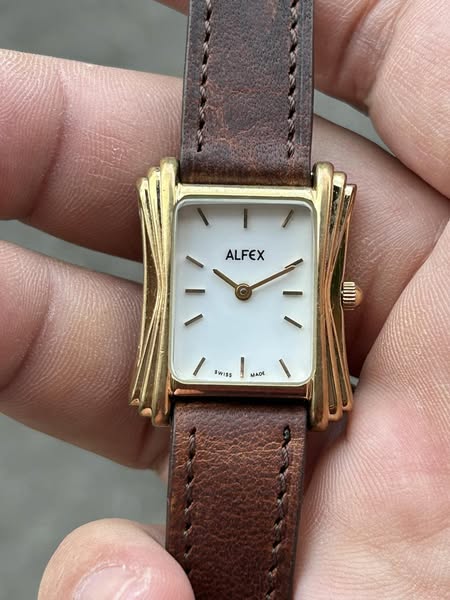 Alfex tank Quartz Vintage watch 5020 , Swiss made. – Long's Fine Watches