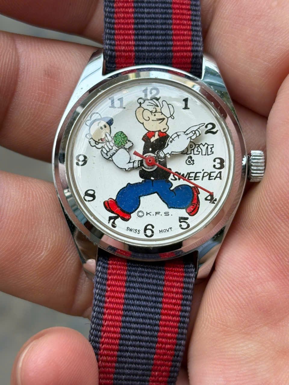 Popeye & Sweepea manual winding watch, Swiss made. – Long's Fine Watches