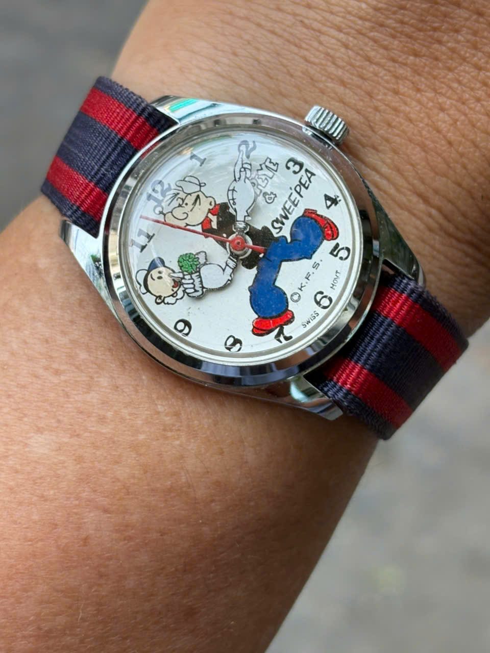 Popeye & Sweepea manual winding watch, Swiss made. – Long's Fine Watches