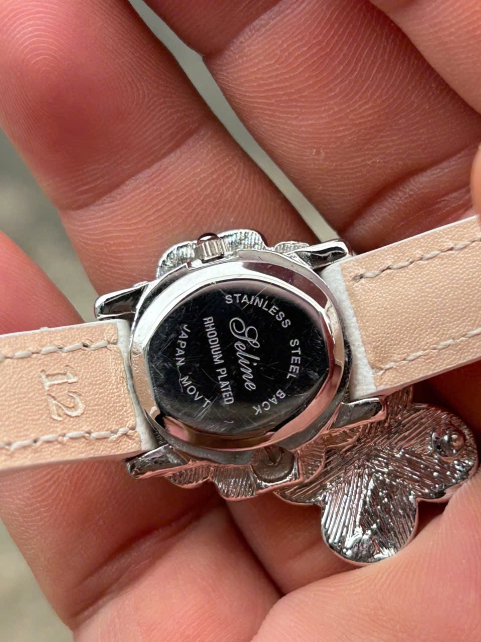 Seline lady quartz watch RHODIUM PLATED stainless steel back, made in ...